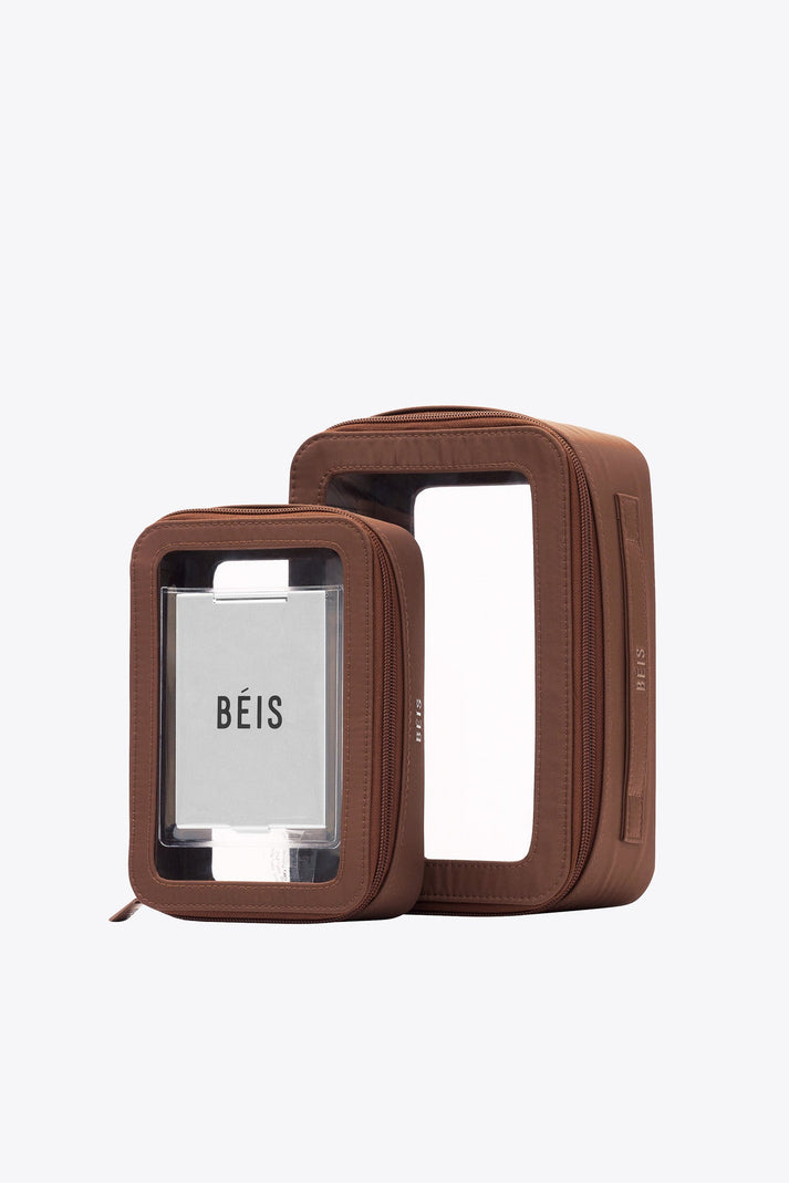 BÉIS 'The In Flight Cosmetic Set' in Maple - Brown Carry On Makeup Bag ...