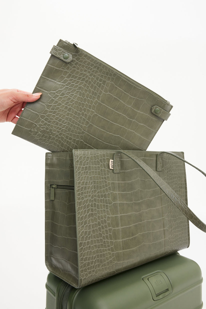 BÉIS 'The Work Tote' In Slate - Renovated Work Tote Bag & Laptop Bag In ...