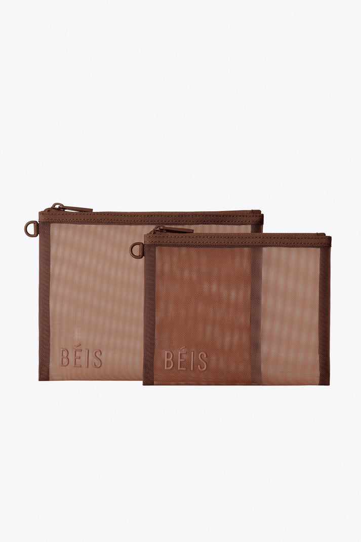 BÉIS 'The Mesh Pouch Duo' in Maple - Mesh Travel Bags With Zippers For ...