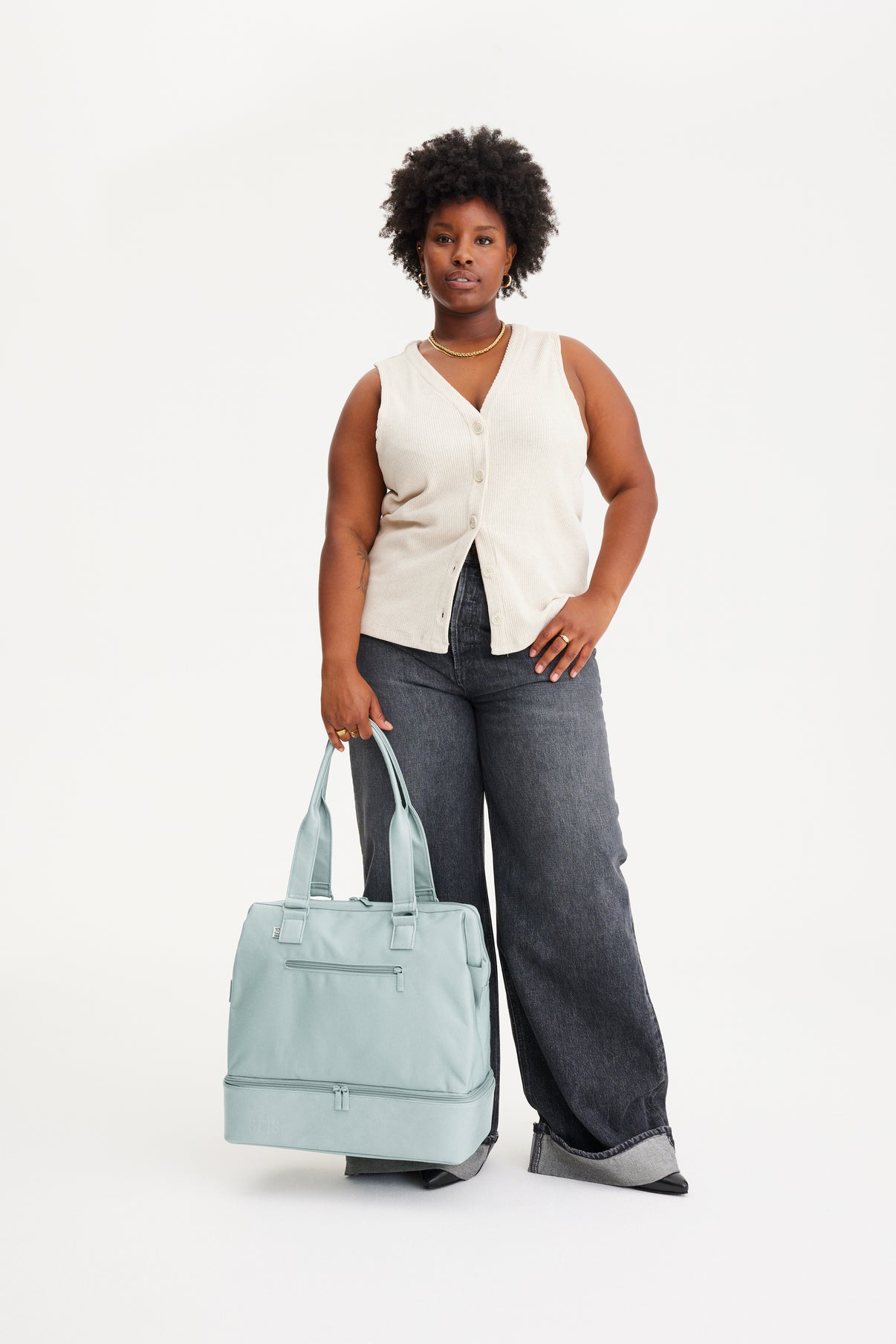 BÉIS 'The Mini Weekender' In Slate - Mini Weekend Bag & Small Overnight ...