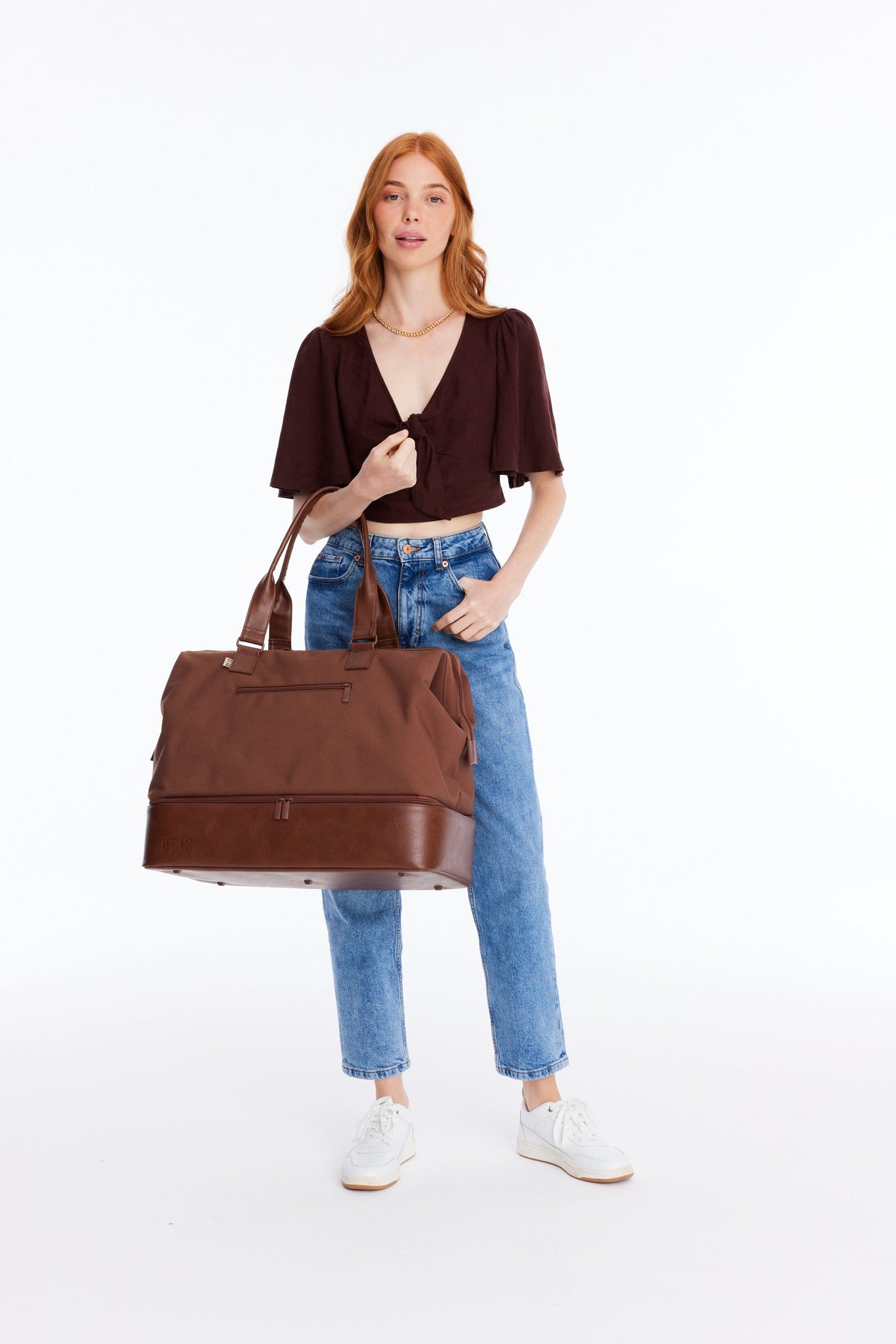BÉIS 'The Weekender' in Maple - Brown Weekend Bag & Overnight Travel ...