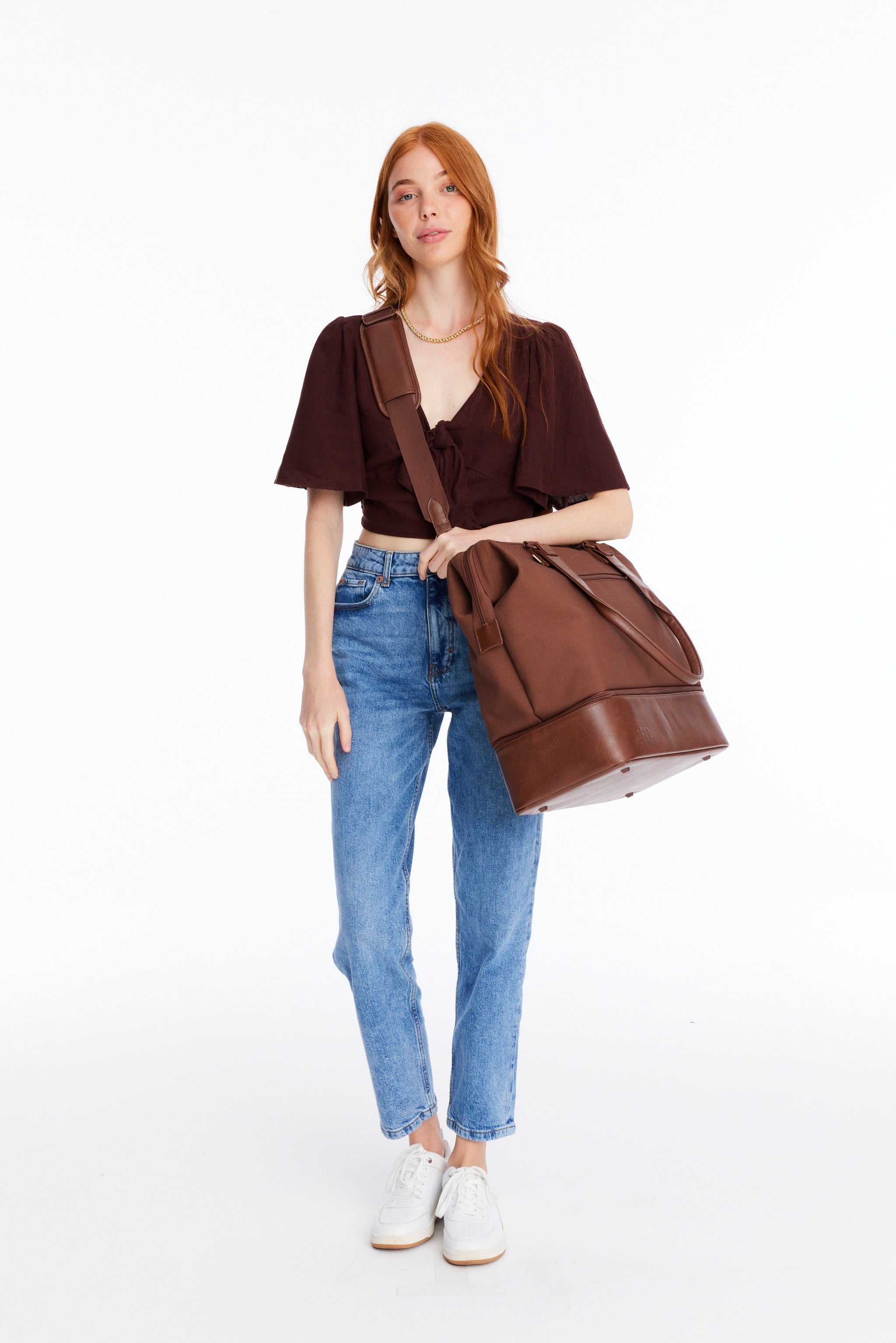 BÉIS 'The Convertible Mini Weekender' in Maple - Small Overnight Bag ...