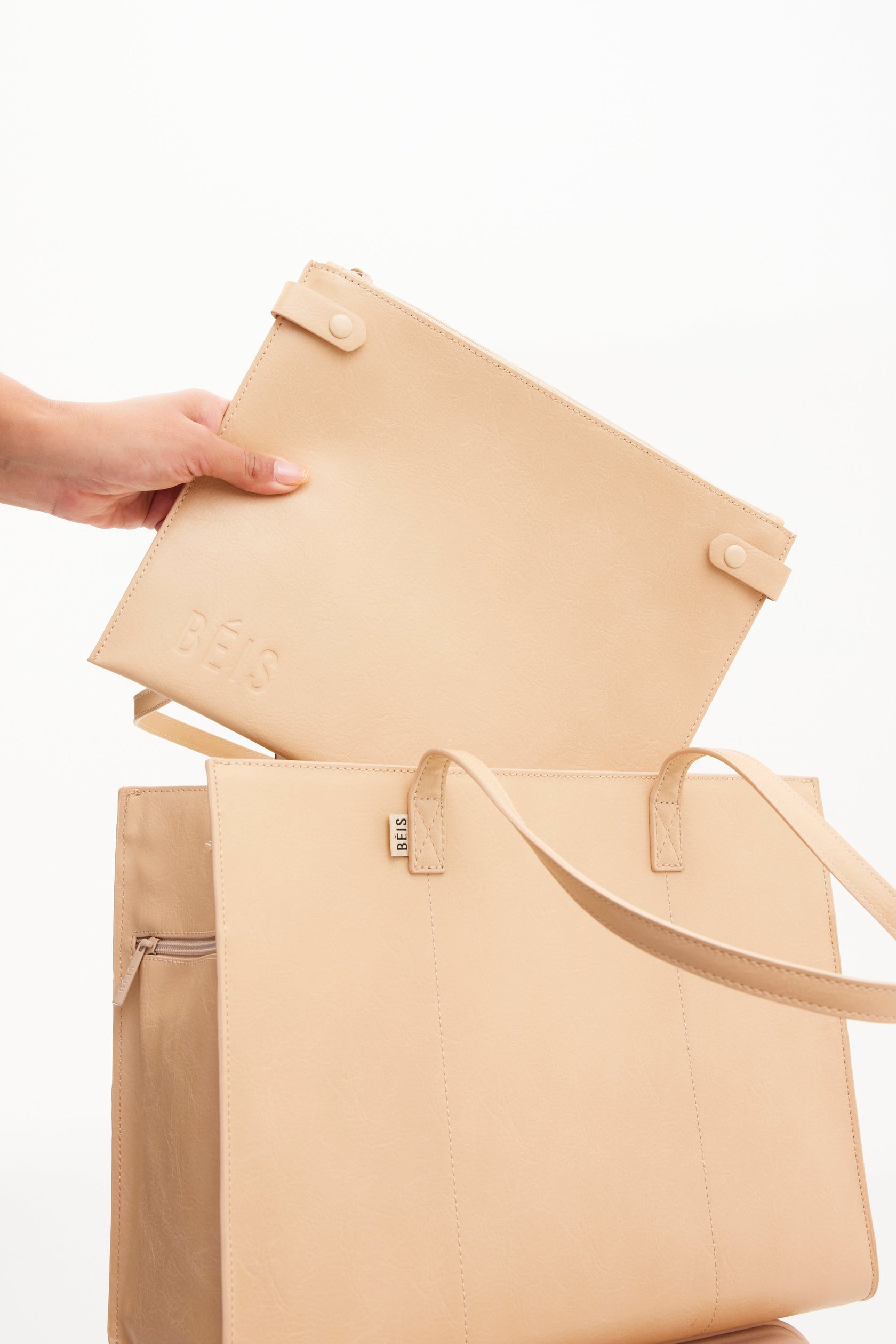 BÉIS 'The Work Tote' in Beige - Small Work Bag For Women & Laptop Tote ...