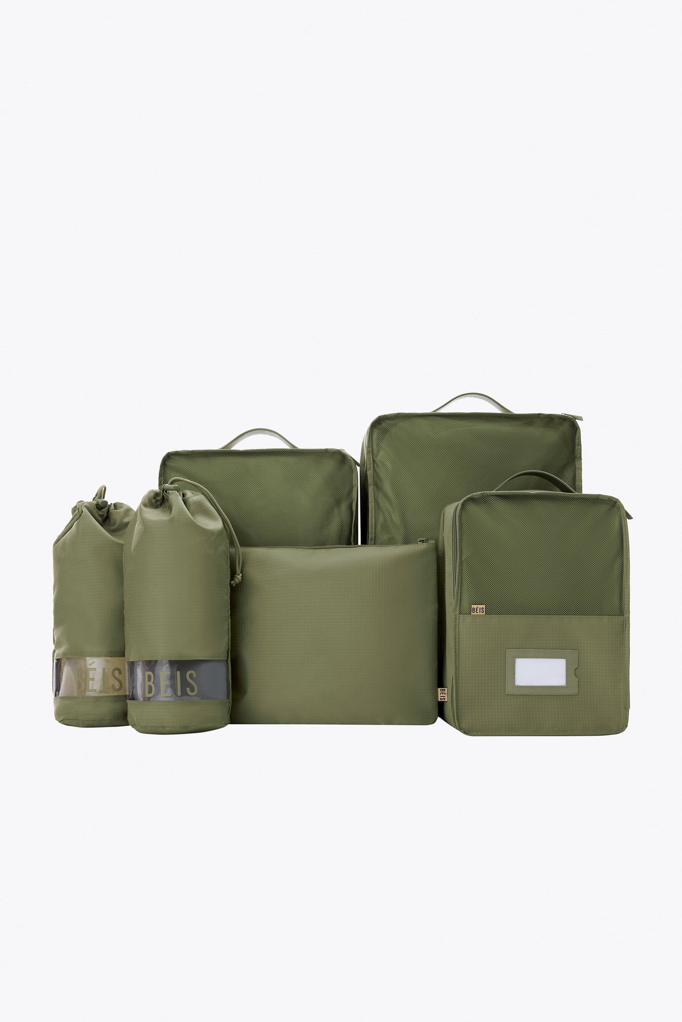 BÉIS 'The Packing Cubes' in Olive - Olive Green Packing Cubes for Travel