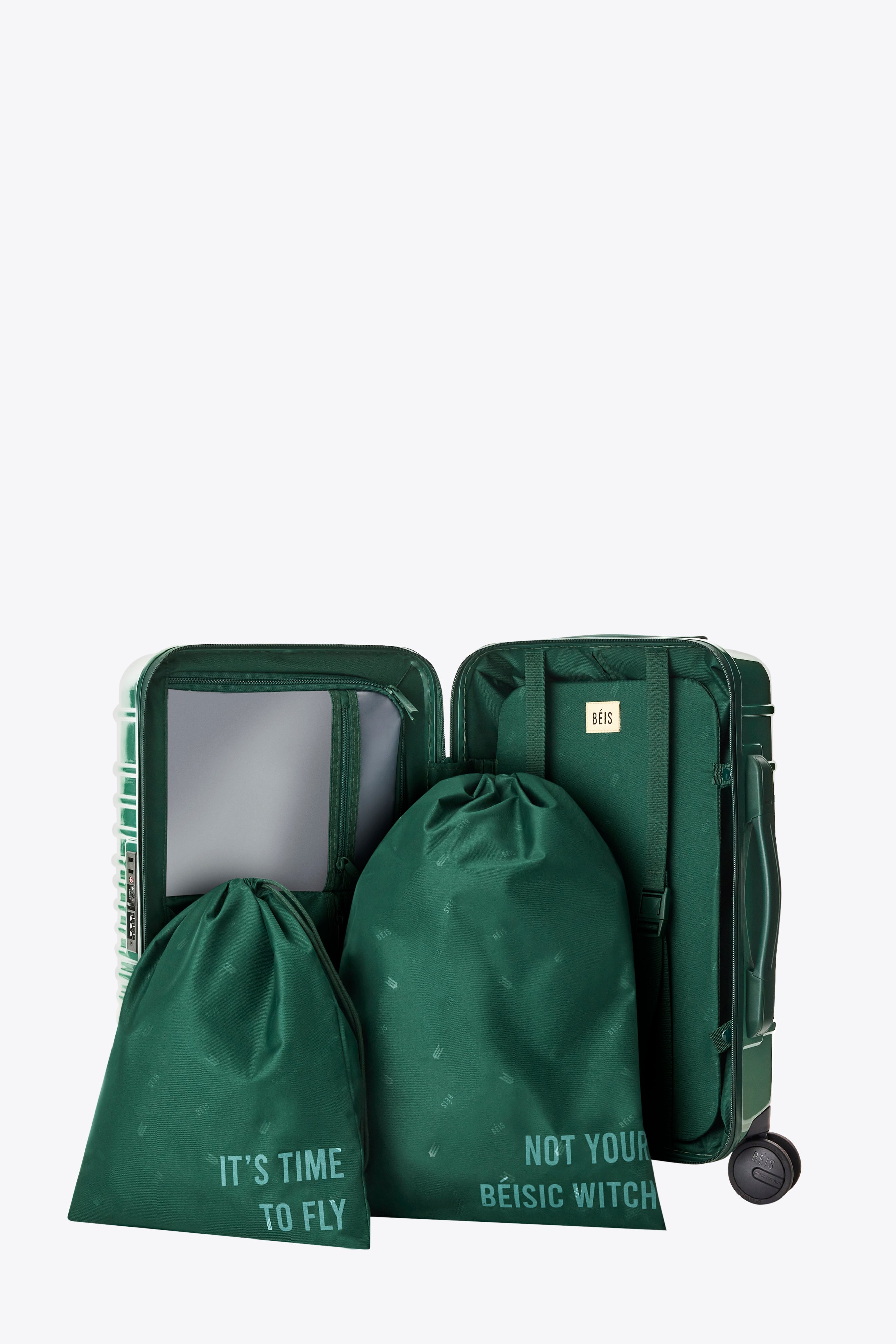 BÉIS 'The Small Carry-On Roller' in Wicked Green - Iridescent Ombre ...