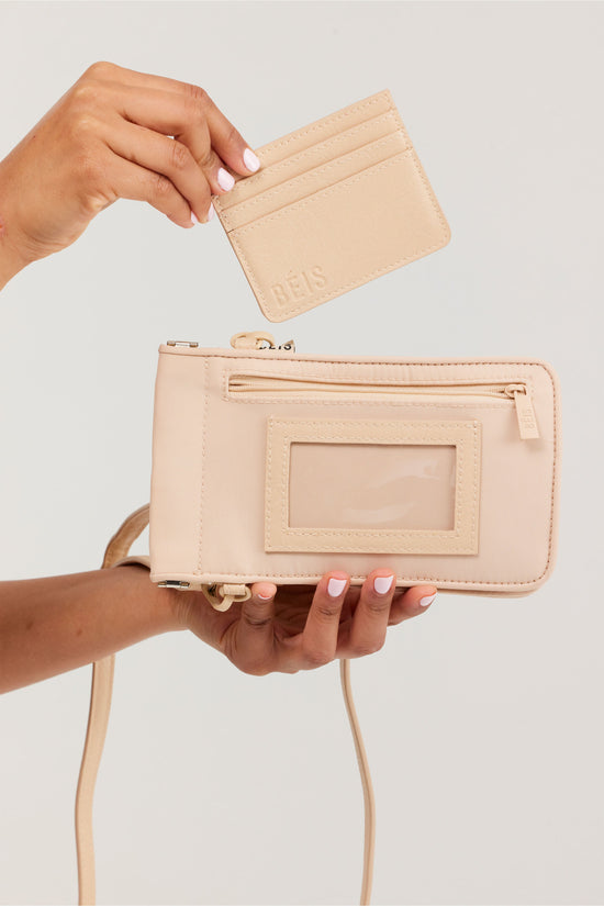 BÉIS 'The ID Crossbody Bag' In Beige - Crossbody Bag With ID Pocket ...