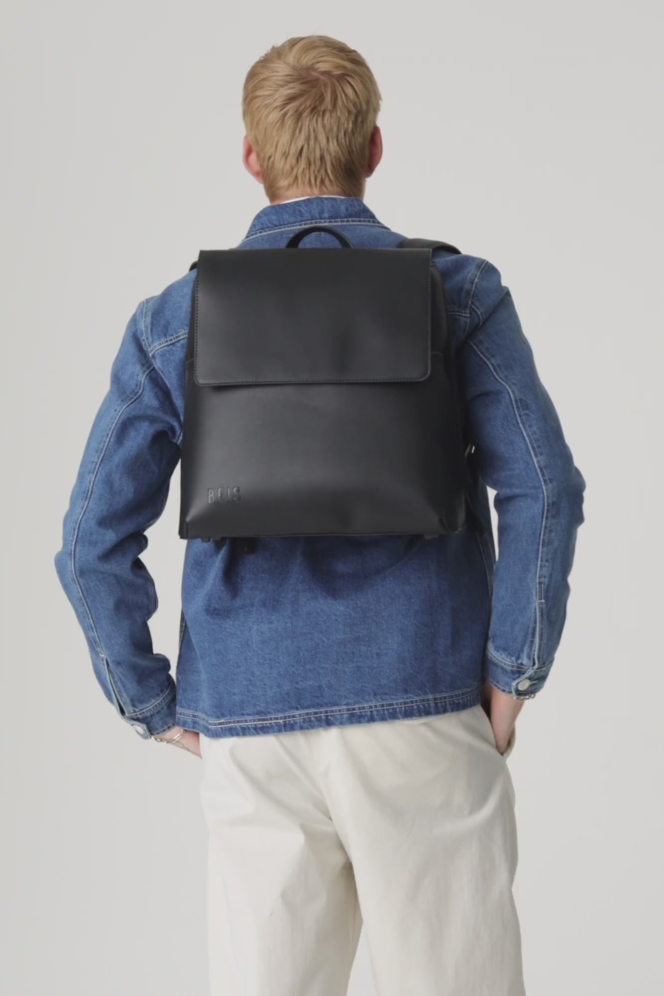 BÉIS 'The Wicked Backpack' in Black - Small Black Backpack for Work ...