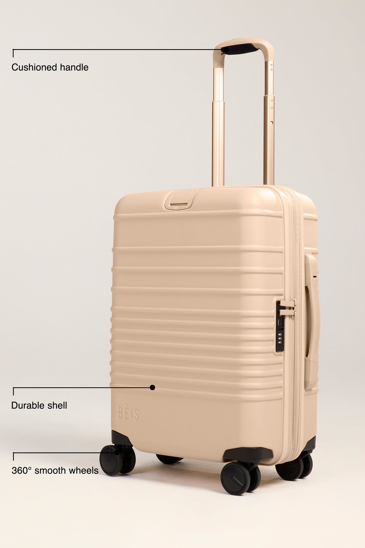 BÉIS 'The Carry-On Roller' in Beige - 21" Carry On Beige Suitcases ...