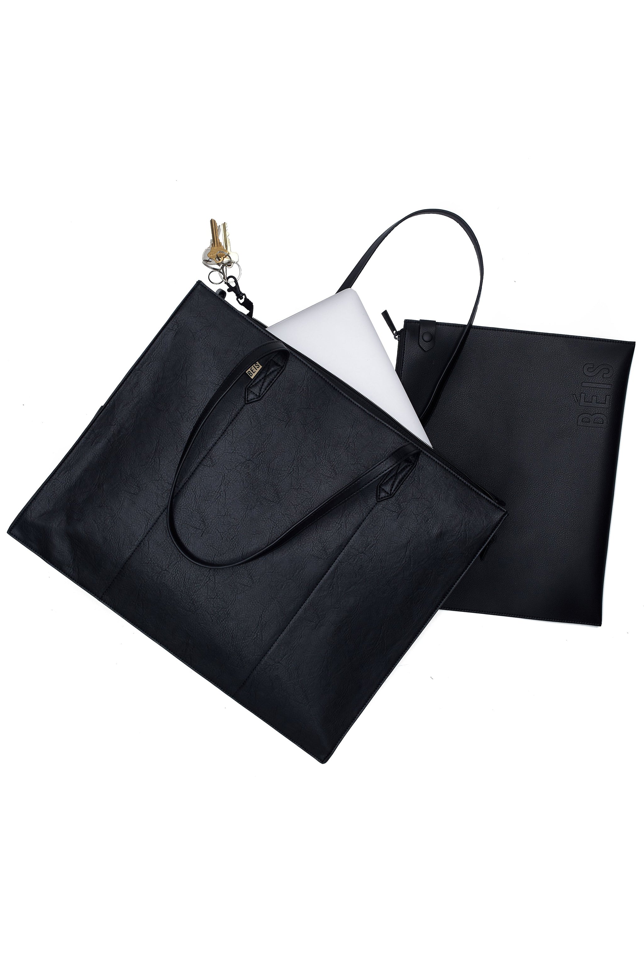 Large Black Work Tote - Designer Laptop Bag for Women