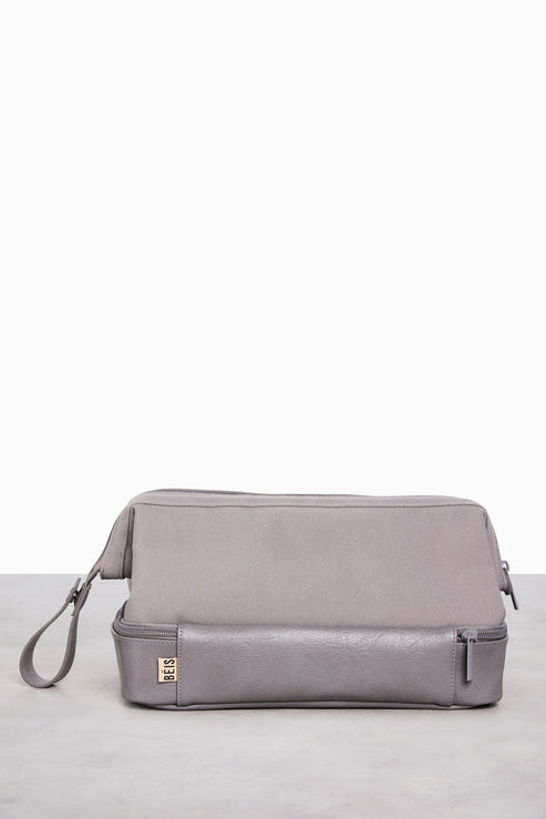 BÉIS 'The Dopp Kit' In Grey - Grey Travel Toiletry Bag & Toiletry Kit