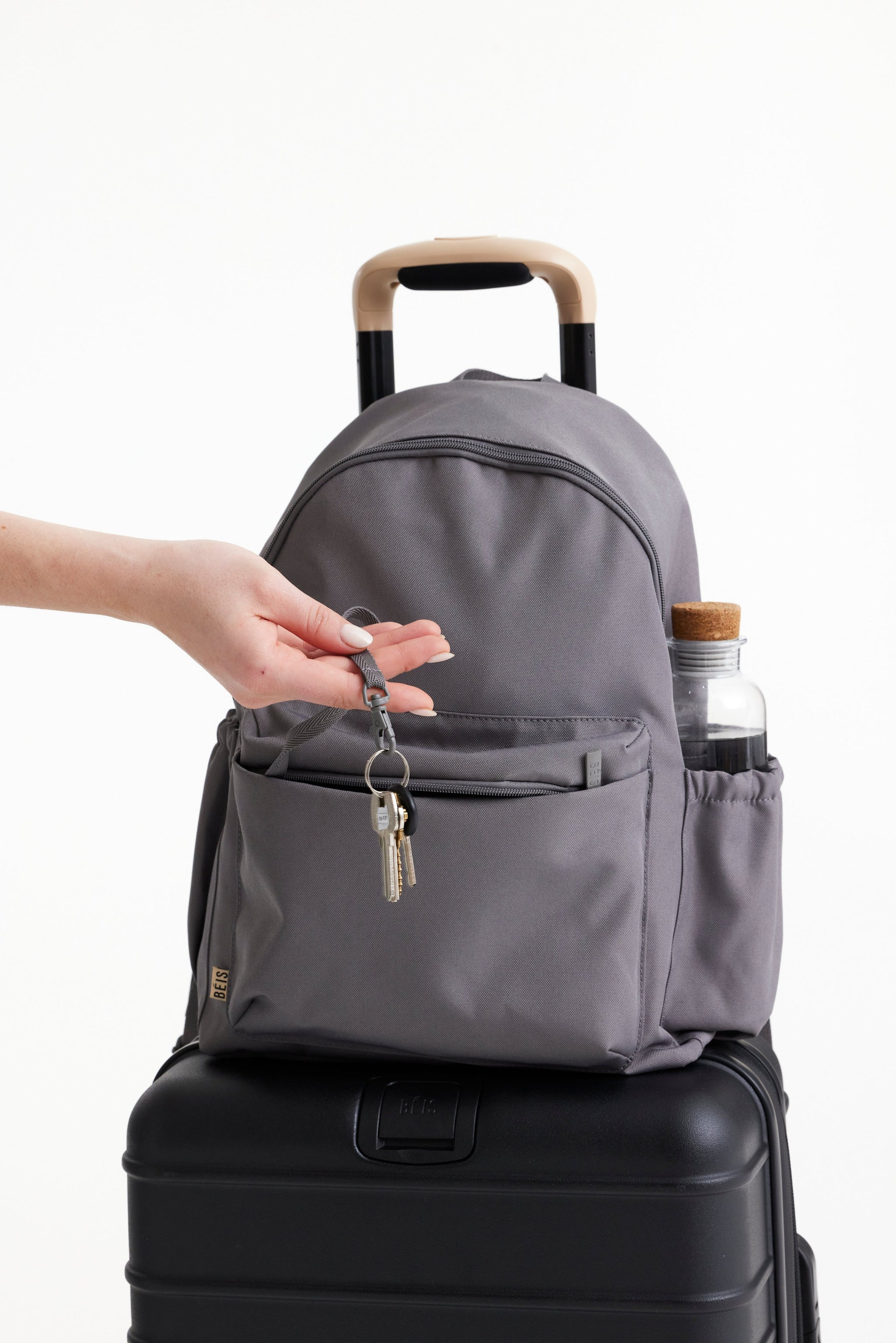 BÉIS 'The BÉISics Backpack' in Grey - Backpack For Work & Travel With ...