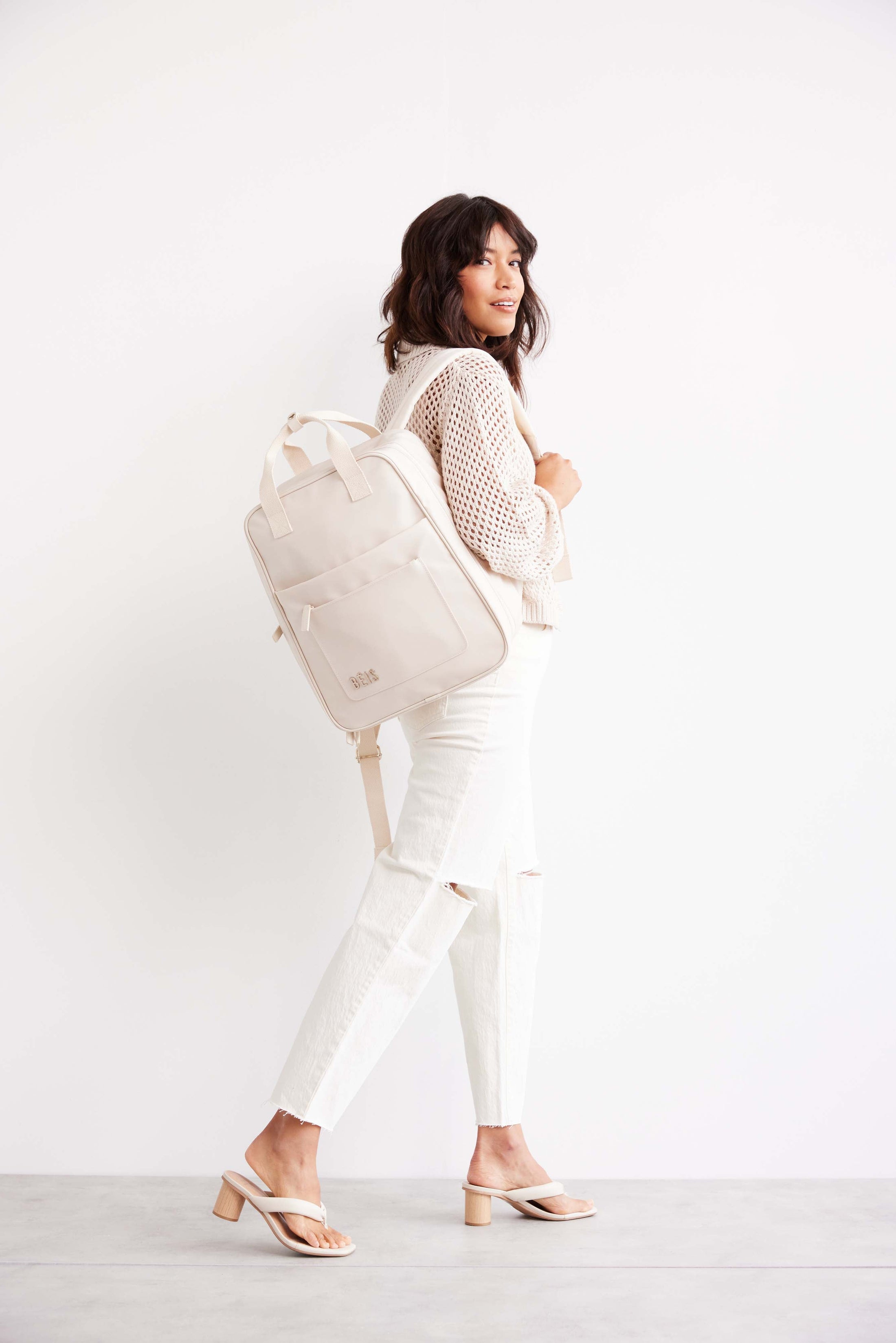 BÉIS 'The Expandable Backpack' in Beige - Beige Rucksack For Work ...