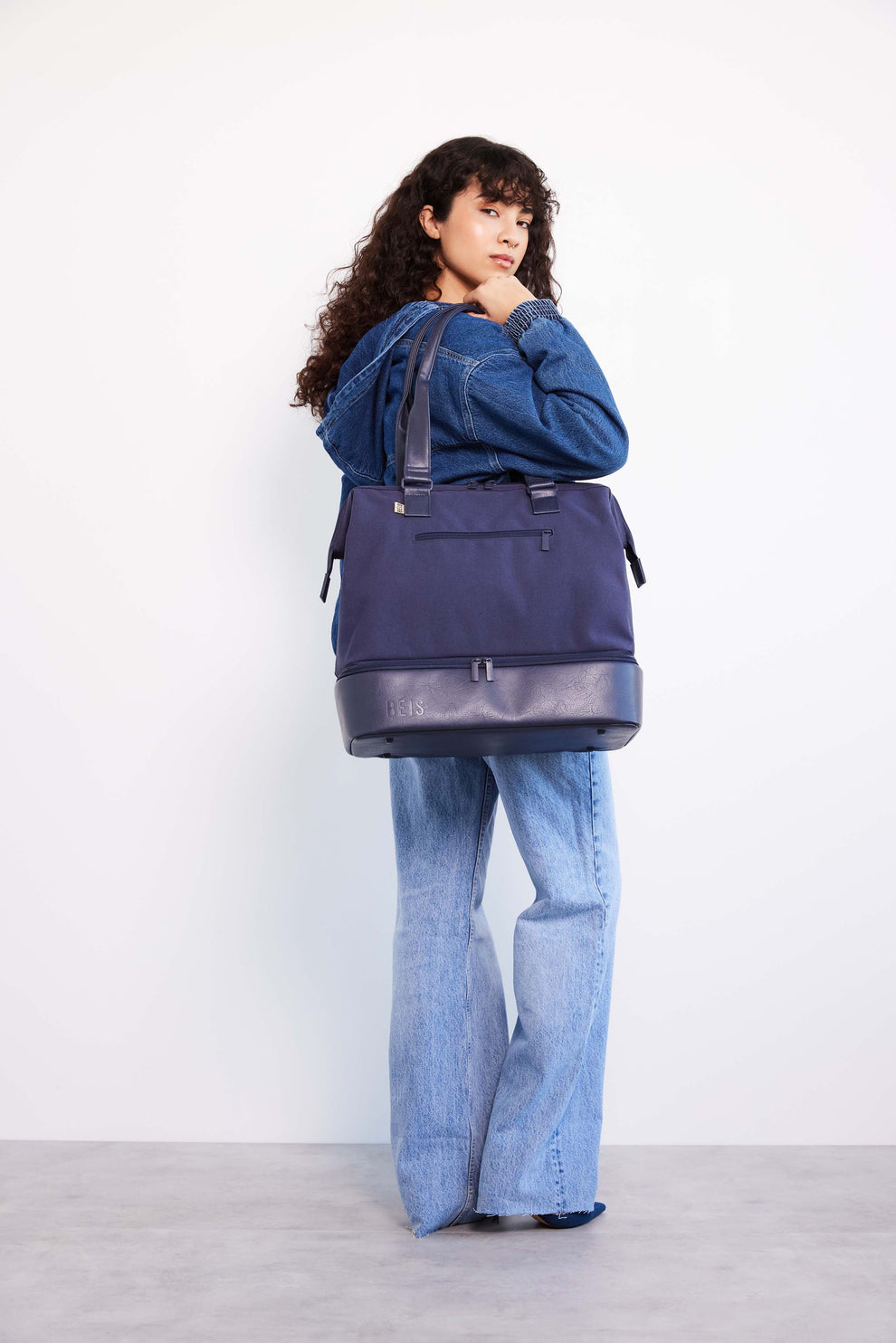 BÉIS 'The Mini Weekender' in Navy - Mini Blue Weekender Bag & Small ...