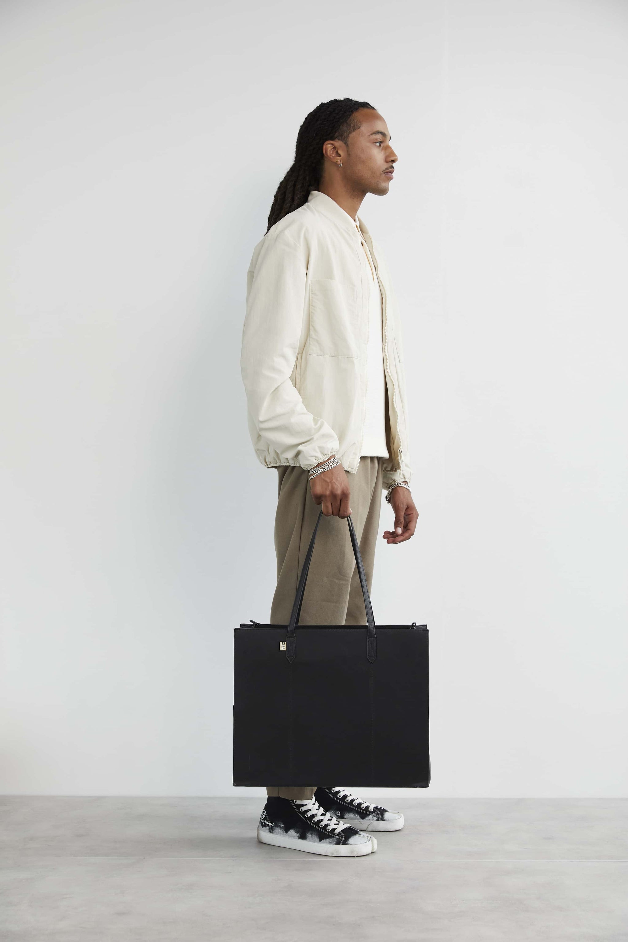 Large Black Work Tote - Designer Laptop Bag for Women