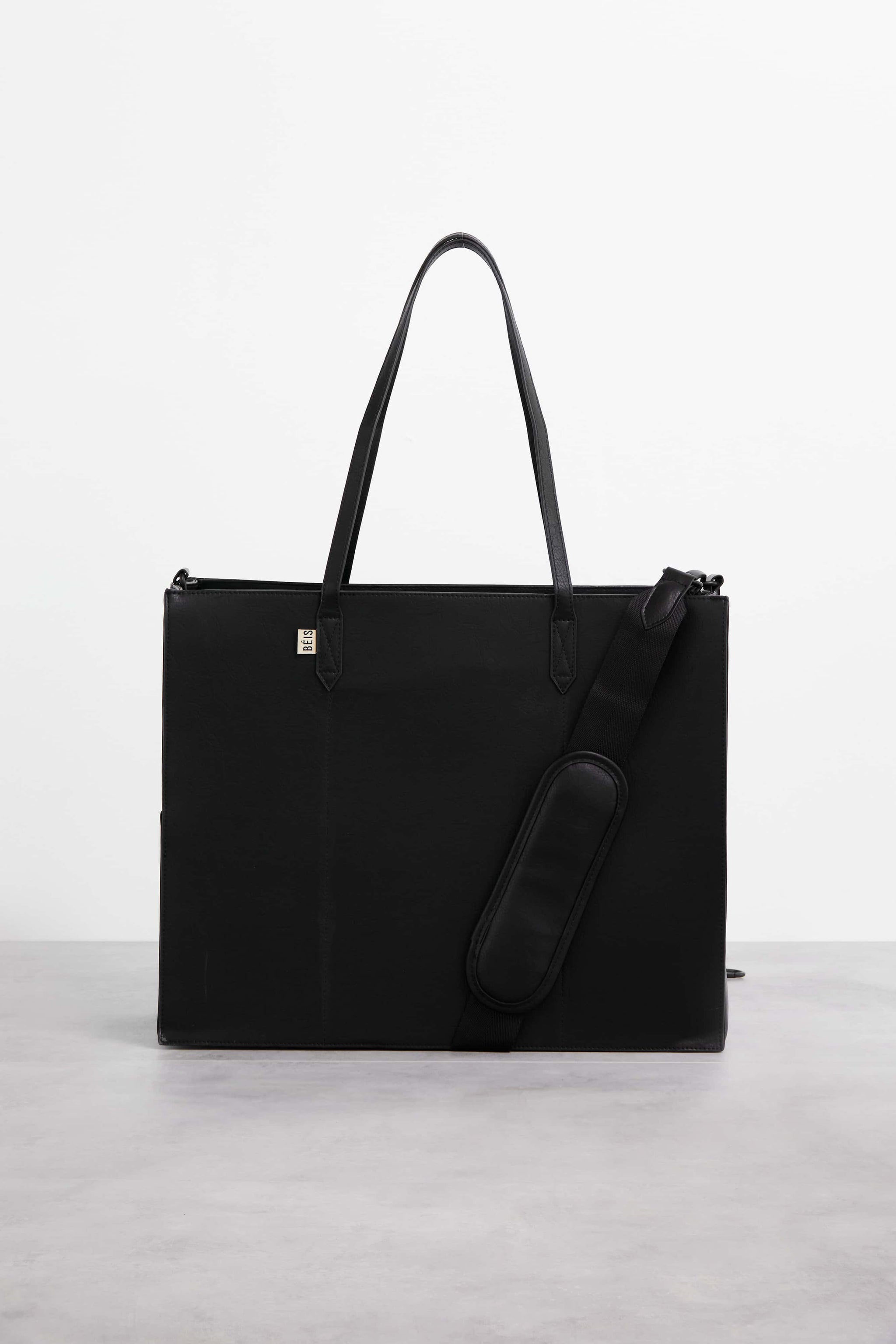 Large Black Work Tote - Designer Laptop Bag for Women