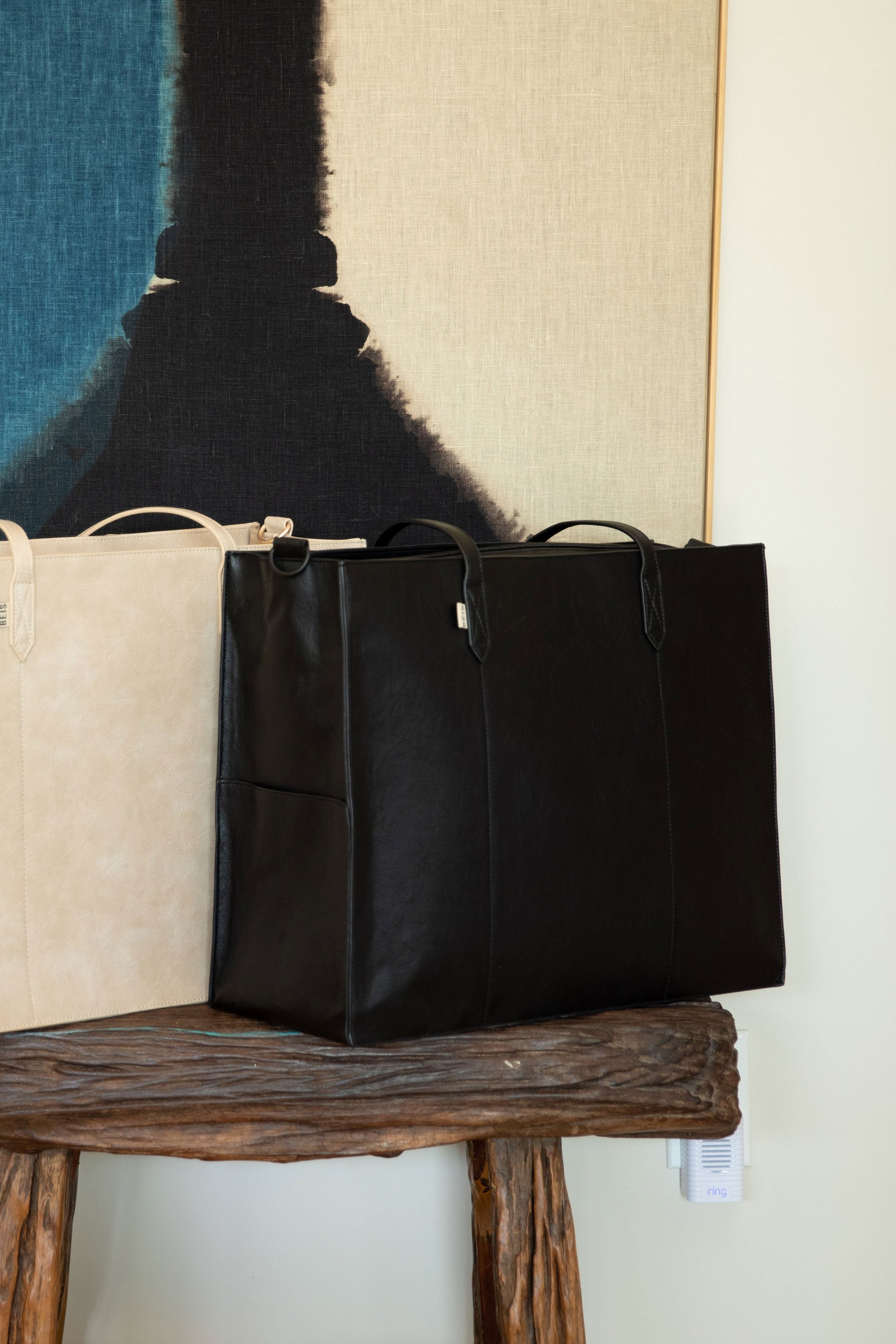 Large Black Work Tote - Designer Laptop Bag for Women