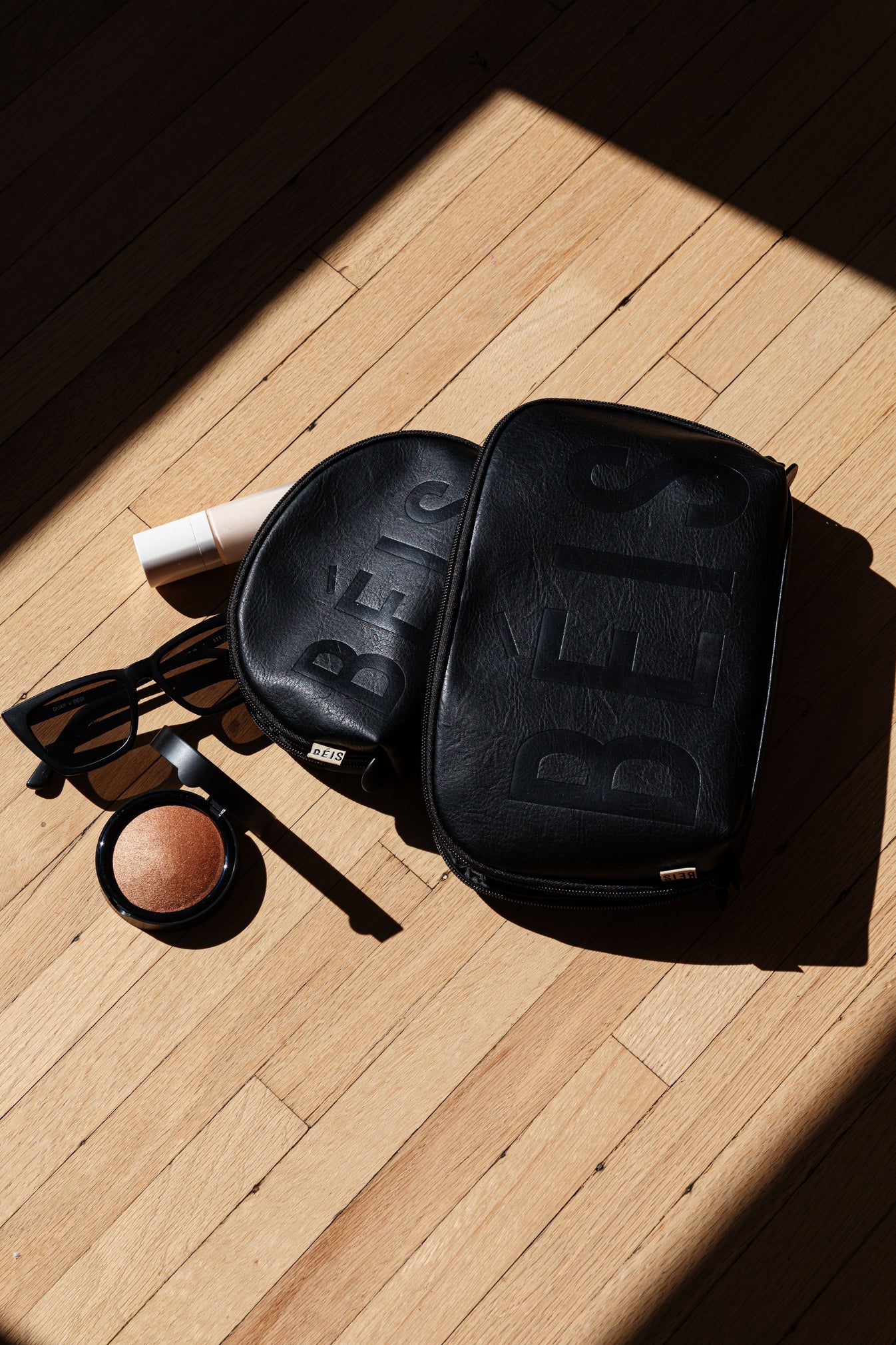 BÉIS 'The Cosmetic Pouch Set' in Black - 2 Piece Cosmetic Bag Set ...